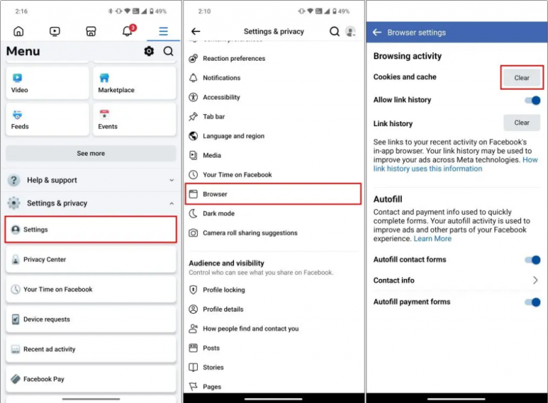 Facebook 캐시를 지우는 방법
